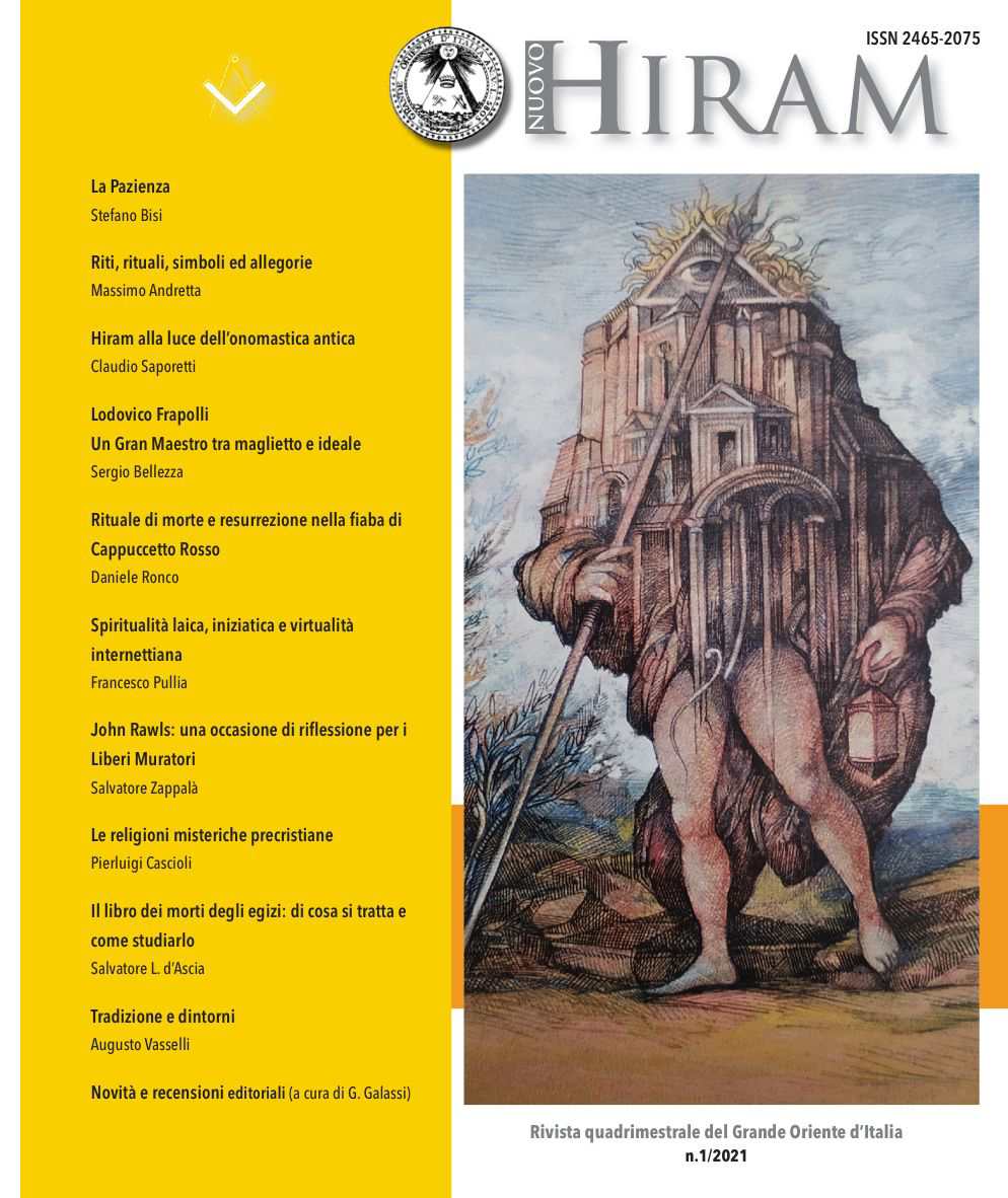 Hiram 1-2021, rivista quadrimestrale di studio del Grande Oriente d'Italia